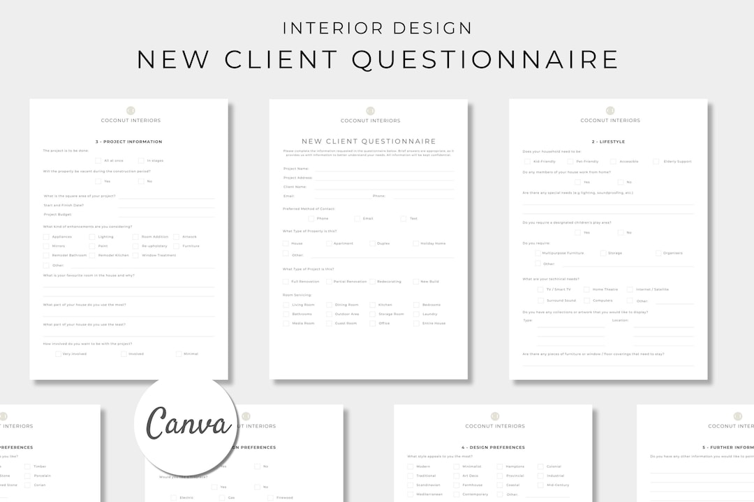 Interior Design Client Questionnaire, Design Template, Client ...