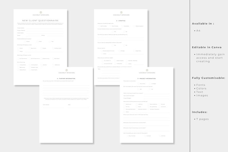 Interior Design Client Questionnaire, Design Template, Client ...