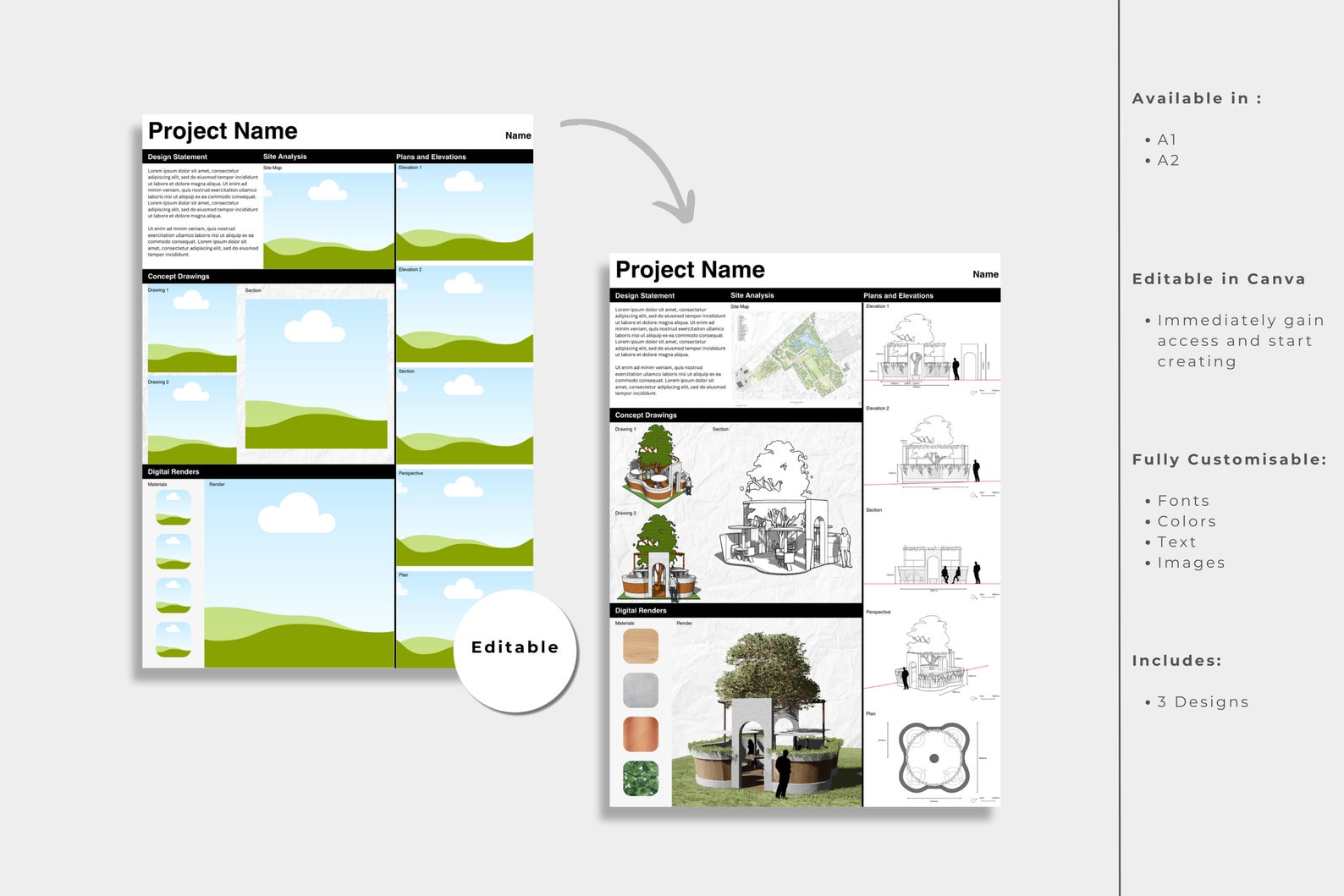 Architectural Presentation Boards, Drawing Boards, Canva Presentation ...