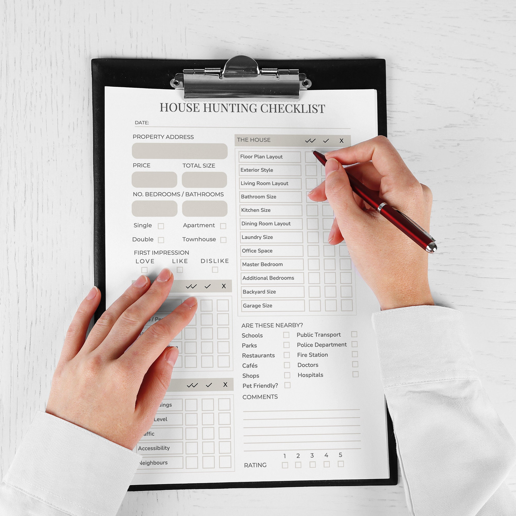 House Hunting Checklist, Editable Checklist, House Hunting Template ...