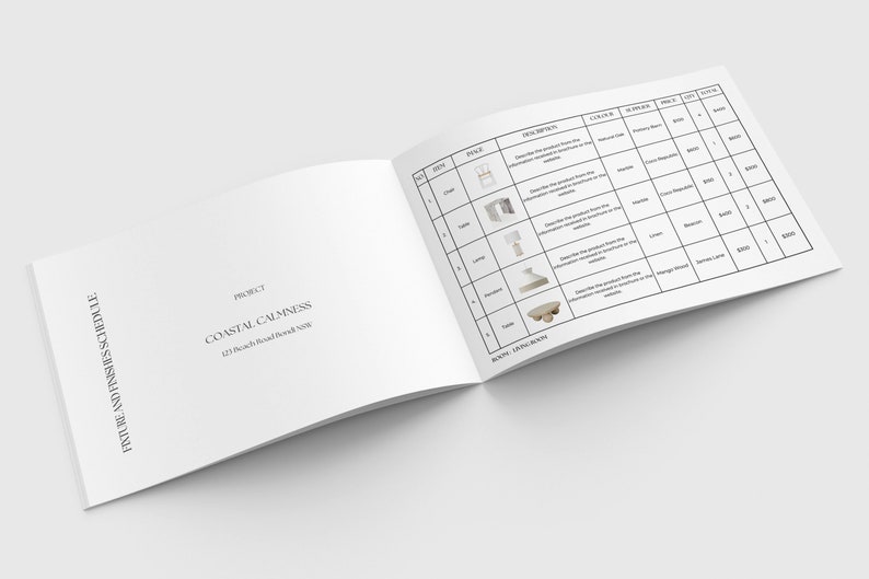 Finishes Schedule Template, Canva Template, FF&E Schedule, Interior ...