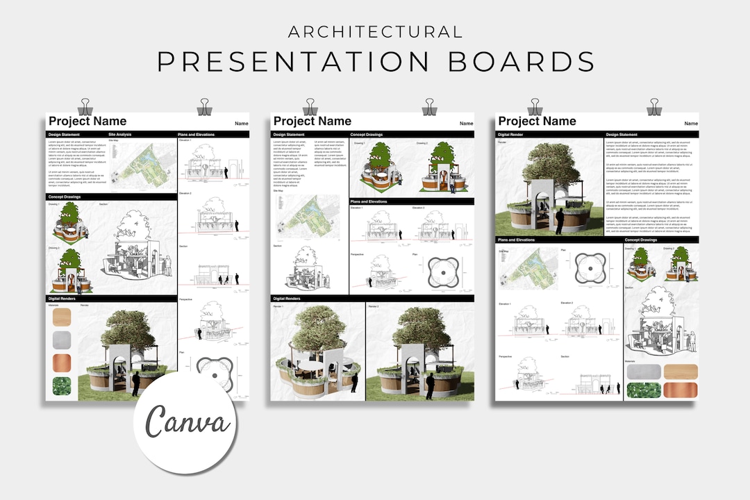 Architectural Presentation Boards, Drawing Boards, Canva Presentation Board, Interior Design ...
