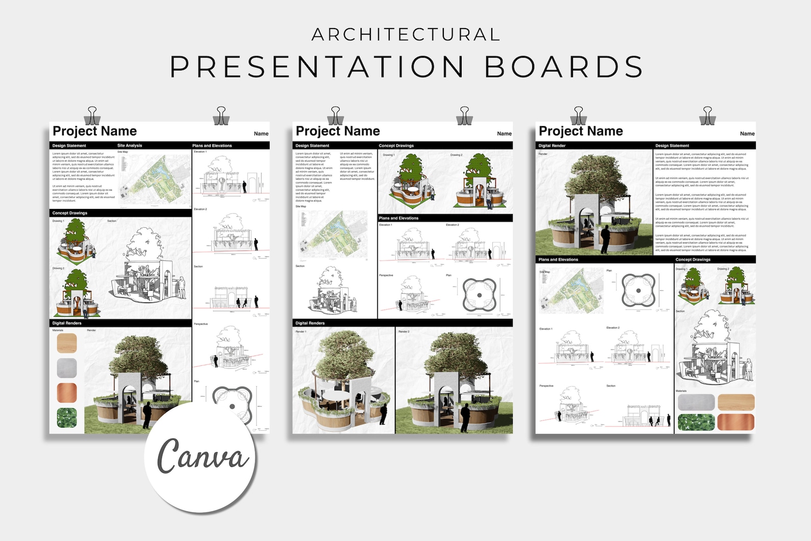 Architectural Presentation Boards, Drawing Boards, Canva Presentation ...