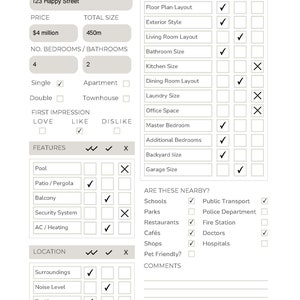 House Hunting Checklist, Editable Checklist, House Hunting Template ...