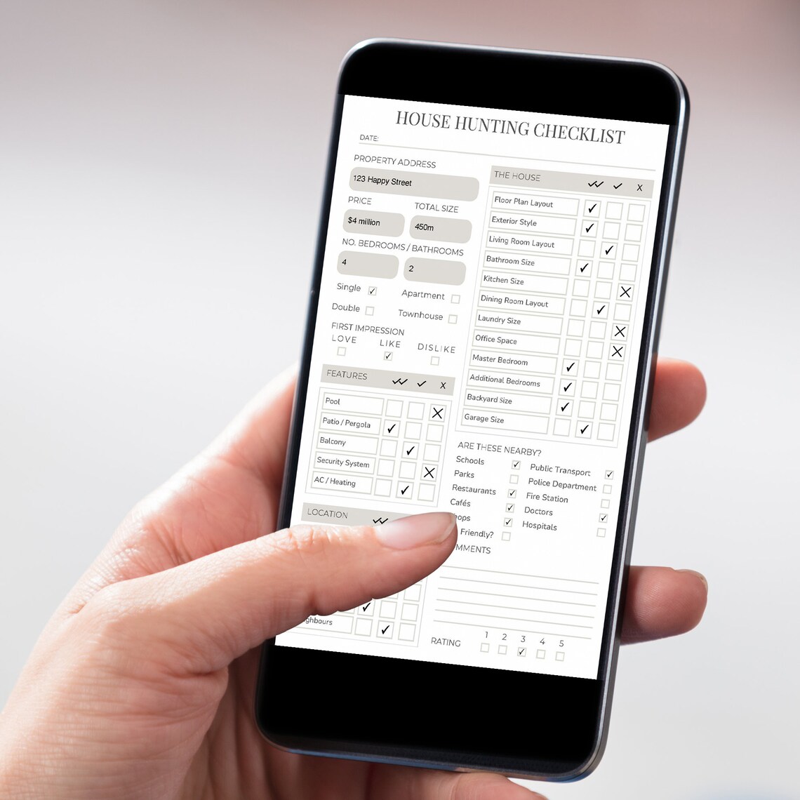 House Hunting Checklist, Editable Checklist, House Hunting Template ...