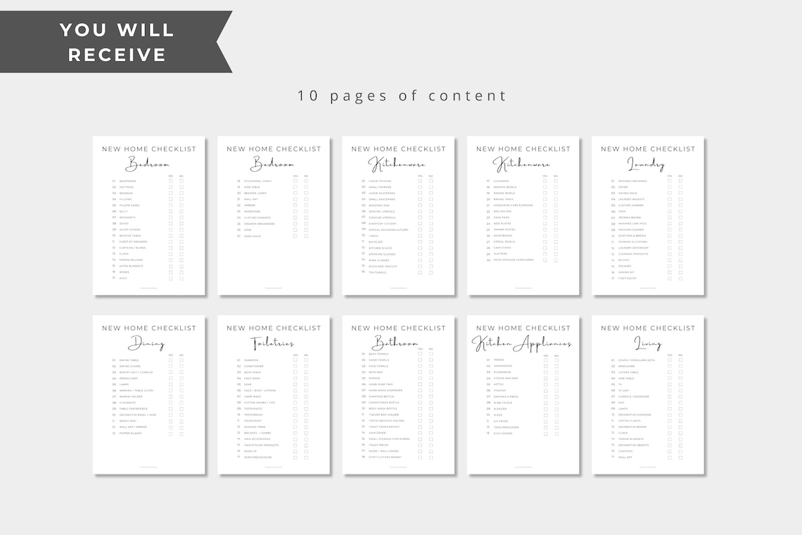 New Home Checklist, Editable Home Checklist, Home Shopping Checklist ...
