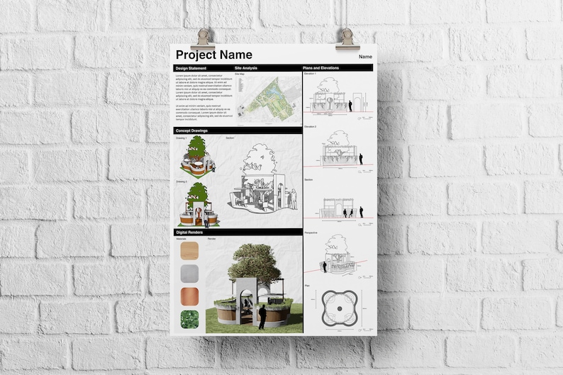 Architectural Presentation Boards, Drawing Boards, Canva Presentation ...