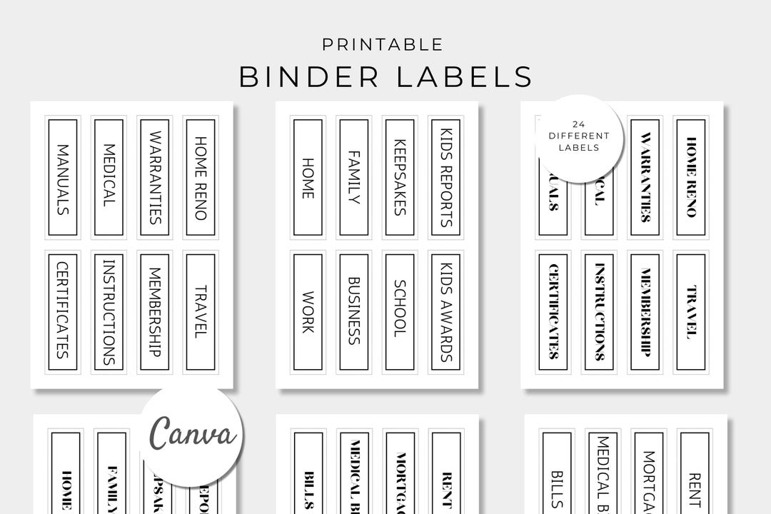 Printable Binder Labels, Home Organisation, Editable Canva Template ...