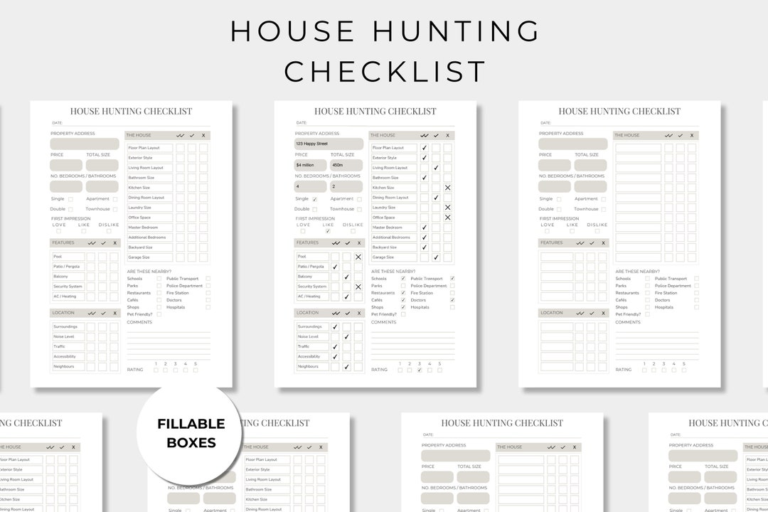 House Hunting Checklist, Editable Checklist, Property Search, Home ...