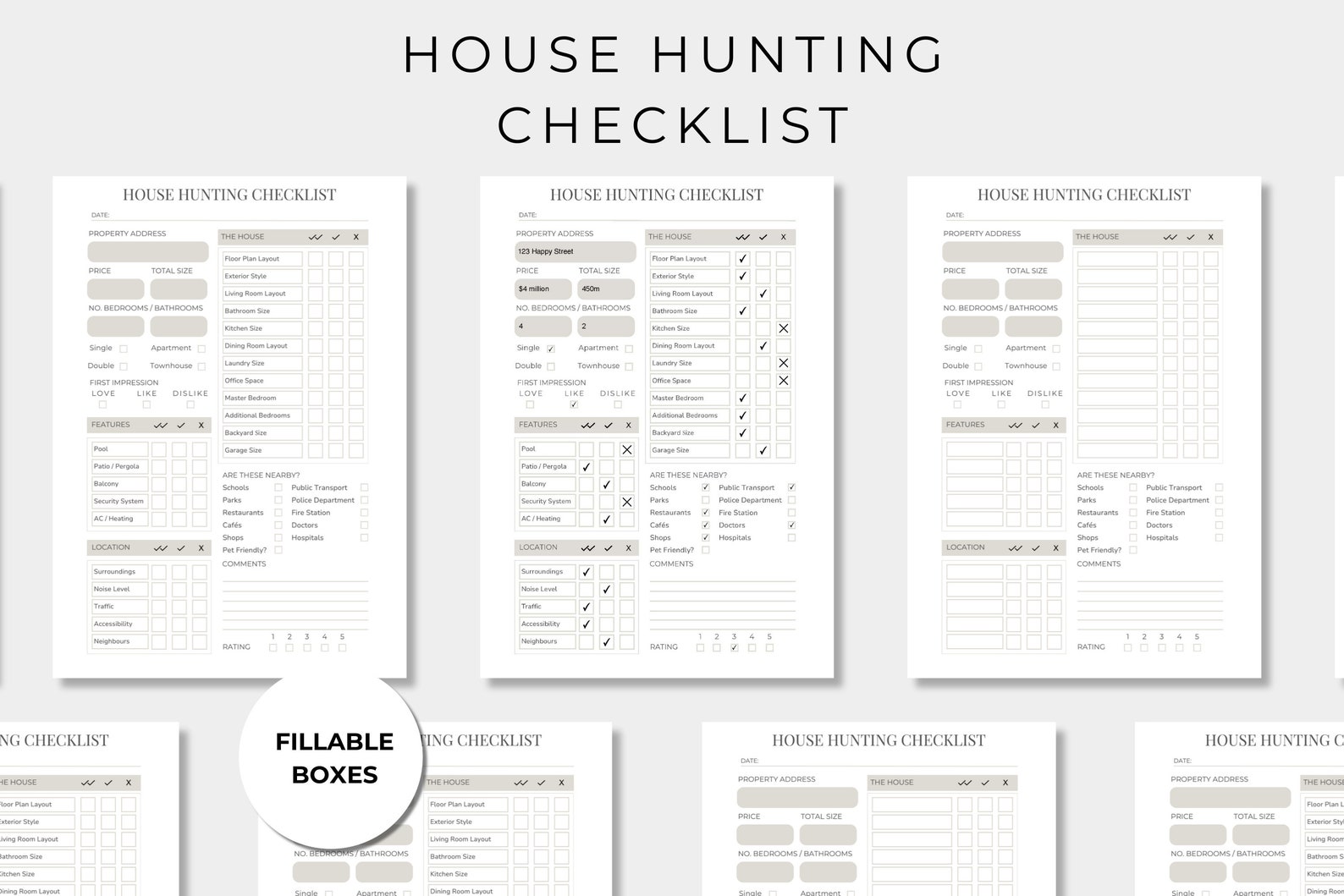 House Hunting Checklist, Editable Checklist, House Hunting Template ...