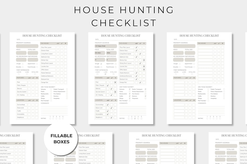 House Hunting Checklist, Editable Checklist, House Hunting Template ...