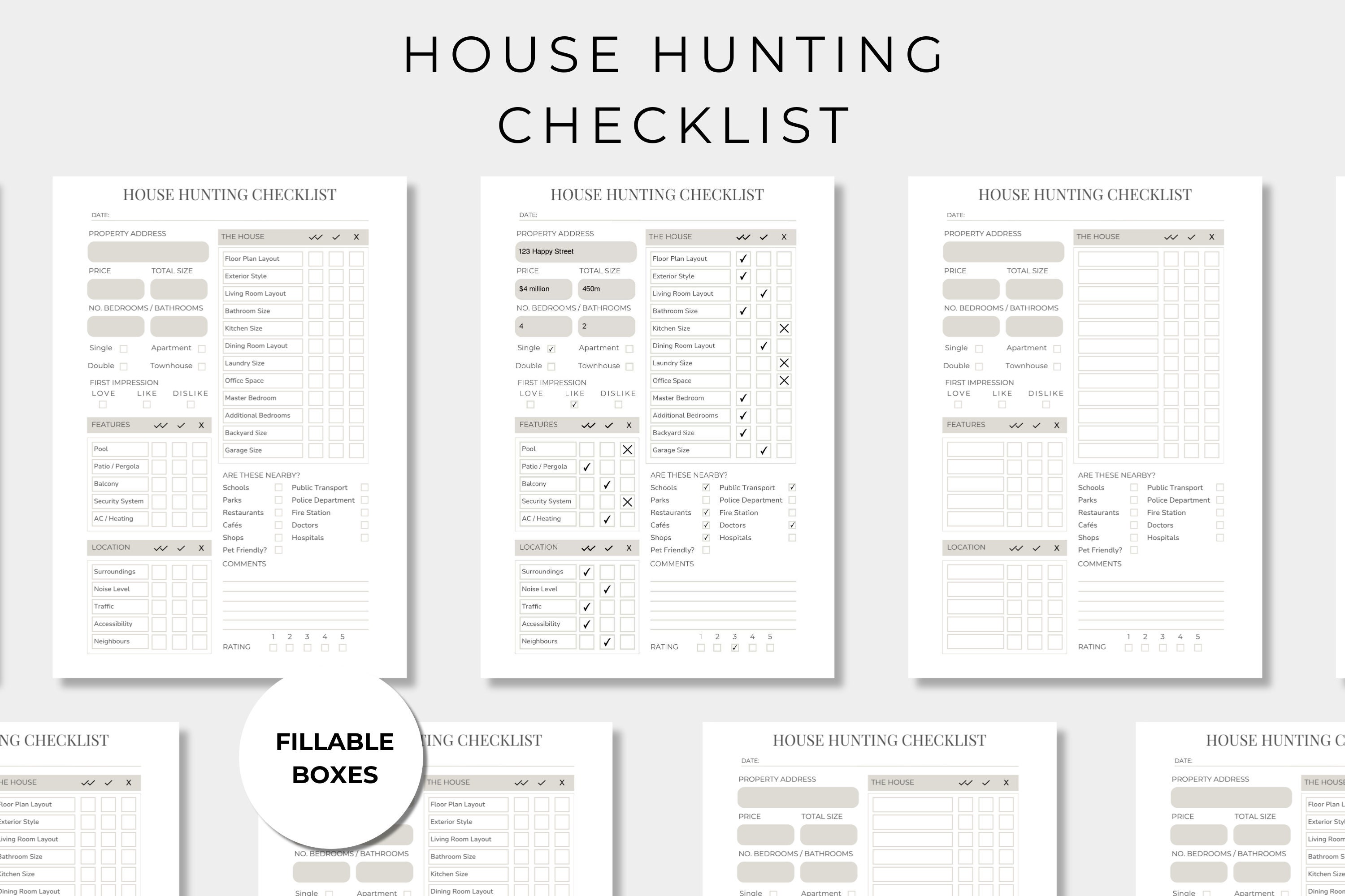 House Hunting Checklist, Editable Checklist, House Hunting Template ...