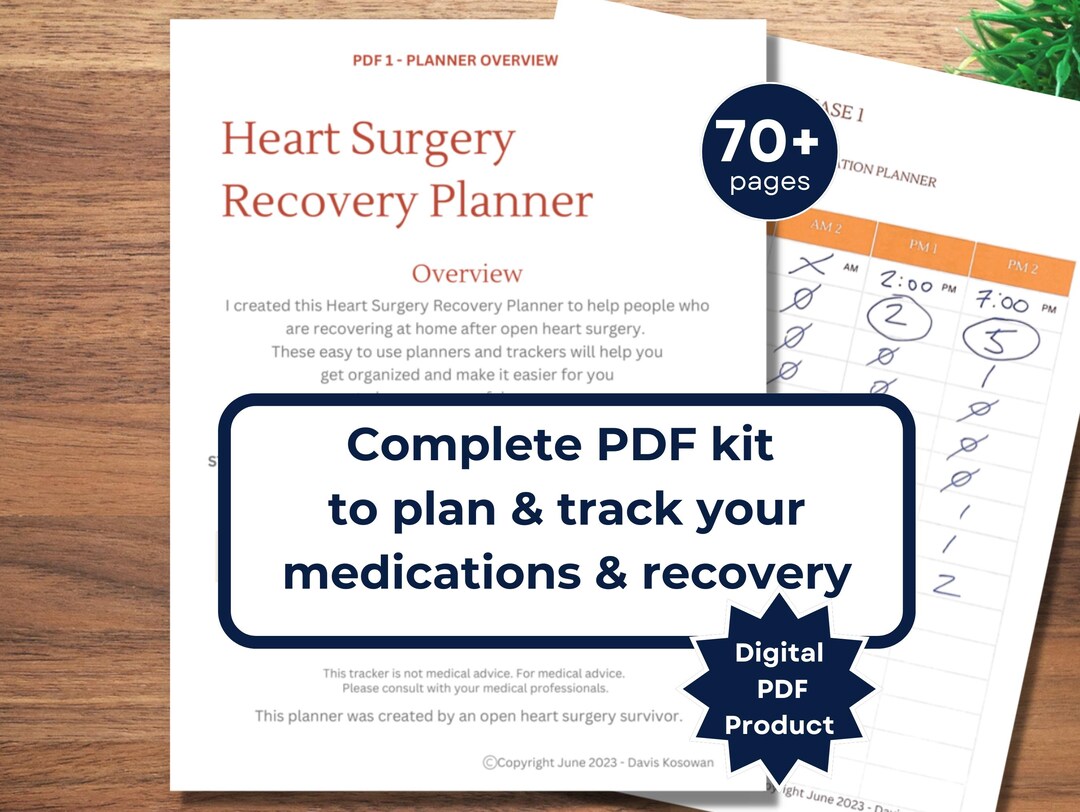 Heart Surgery Recovery Planner. Open Heart Surgery Digital PDF Download ...