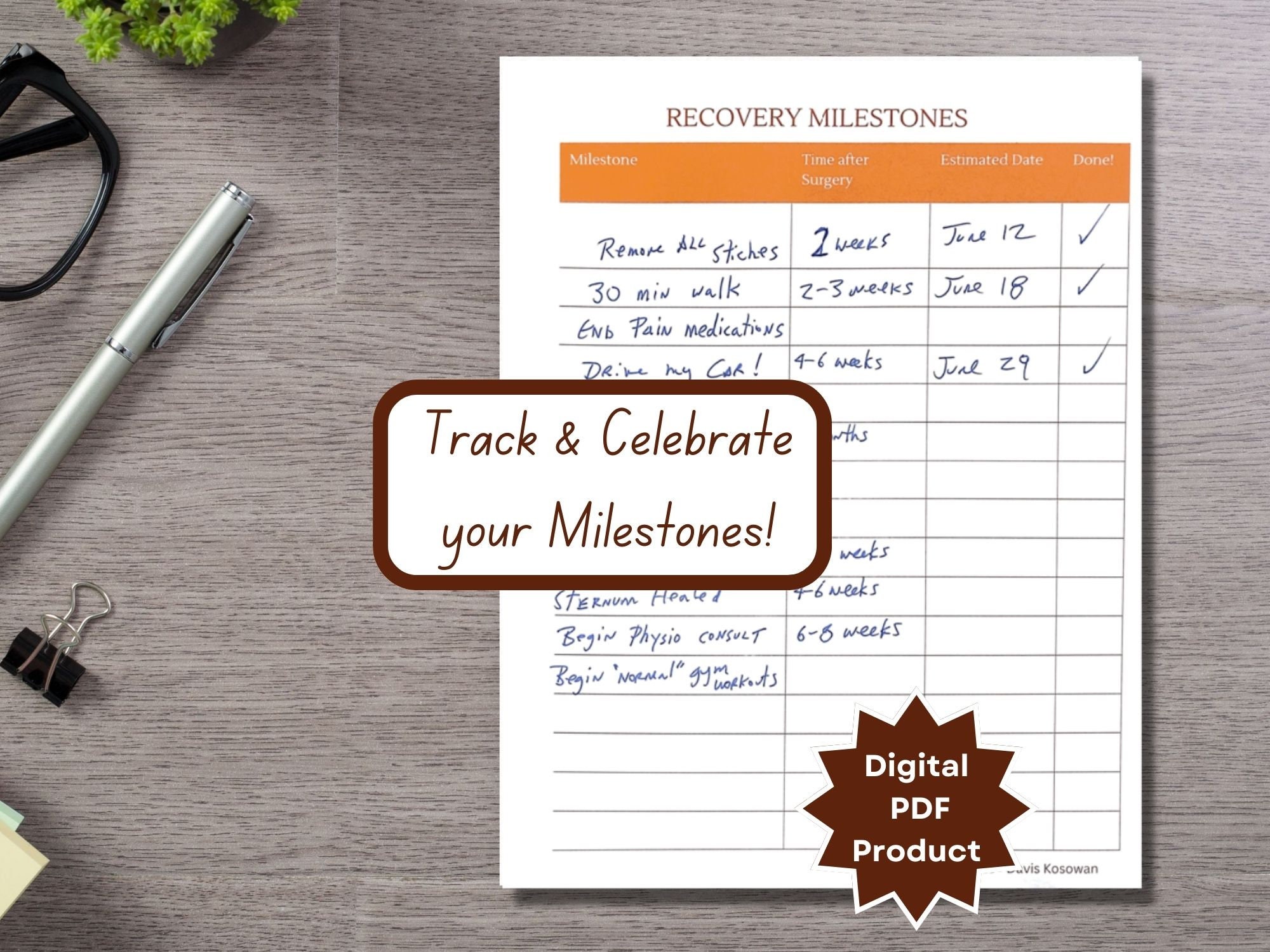 Heart Surgery Recovery Planner. Open Heart Surgery Digital PDF Download ...