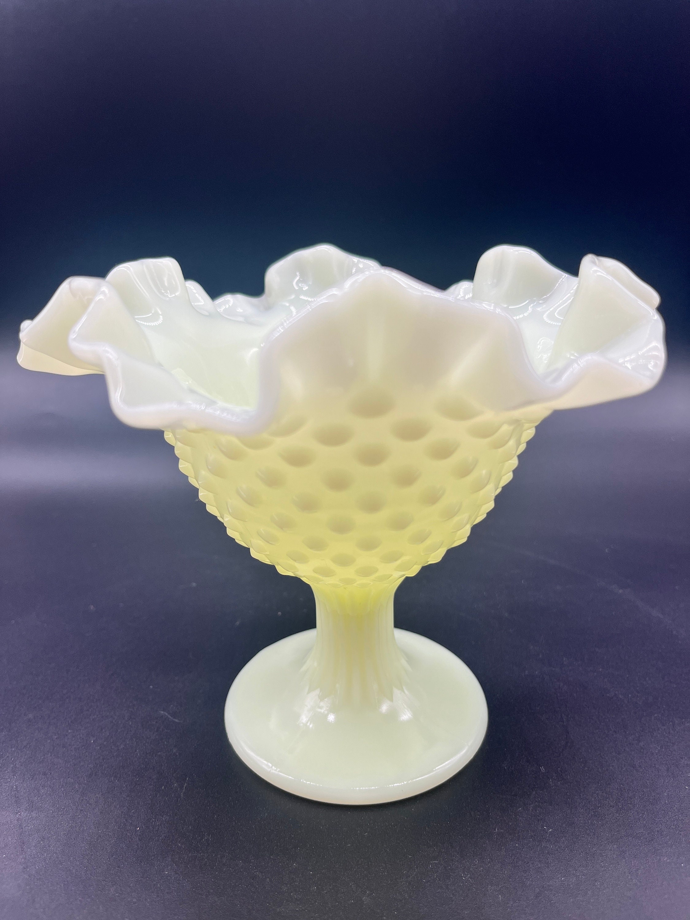 Glows Vintage Fenton Hobnail Uranium Compote Smooth Glossy Finish - Etsy