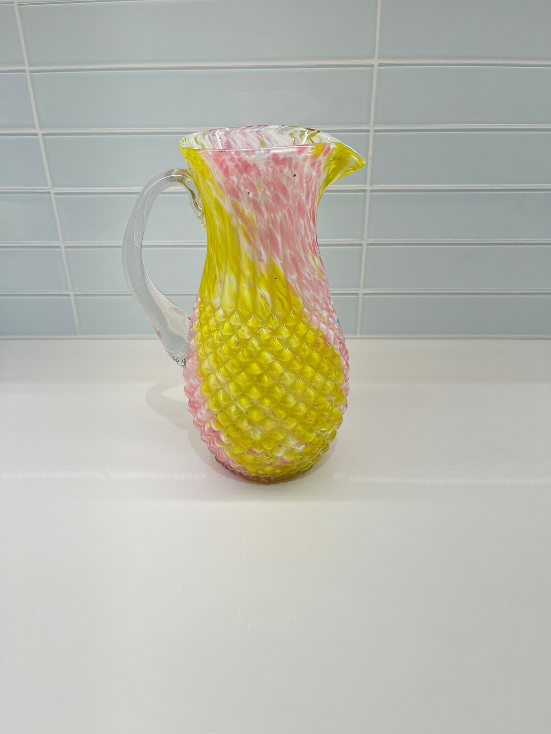 Spatter End of Day Art Glass Pitcher - 9" Tall - No Chips or Cracks ...