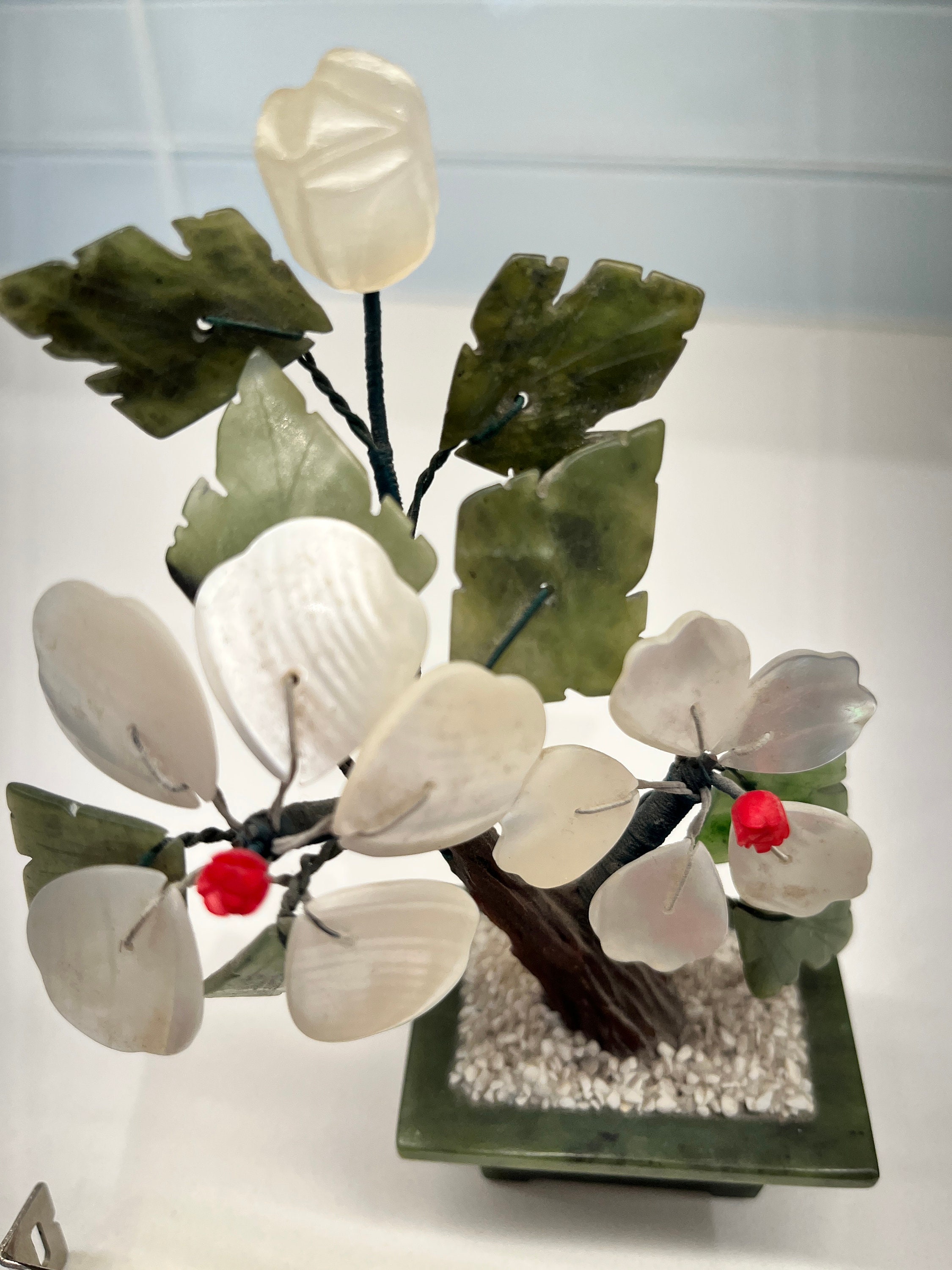 Mid-century Modern Jade and Mother of Pearl Faux Mini Bonsai - No ...