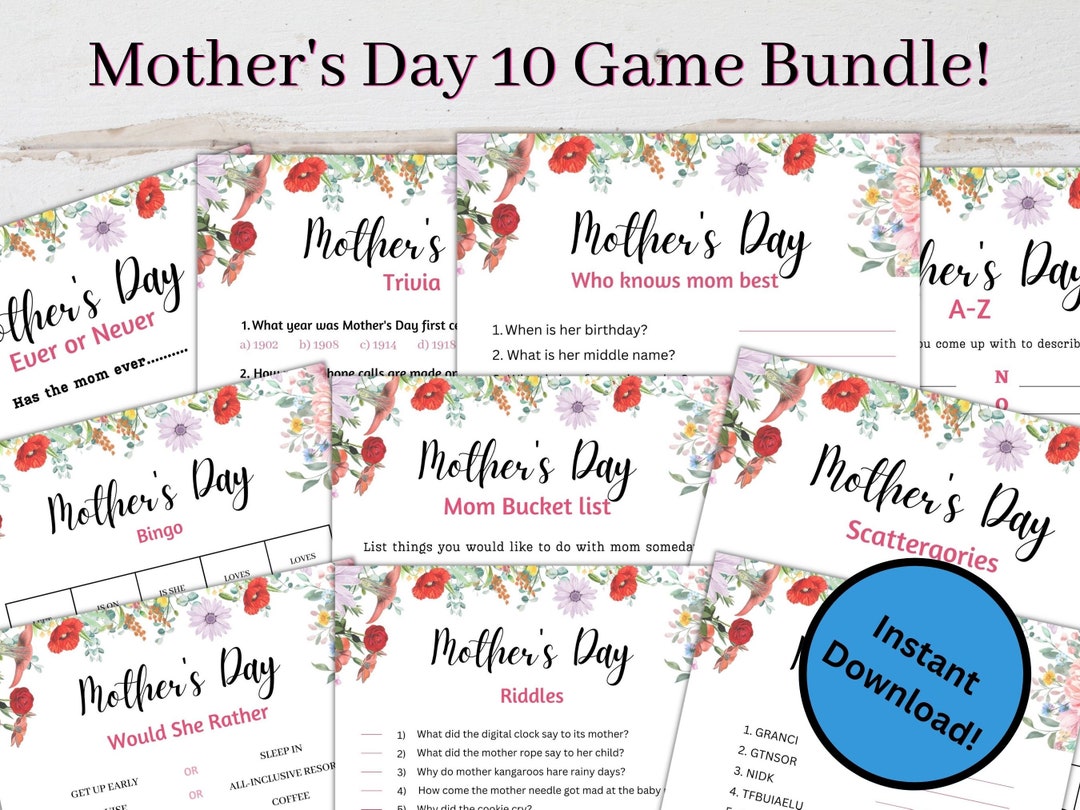 Mother's Day Game Bundle | Printable Mother's Day Games for Kids and ...
