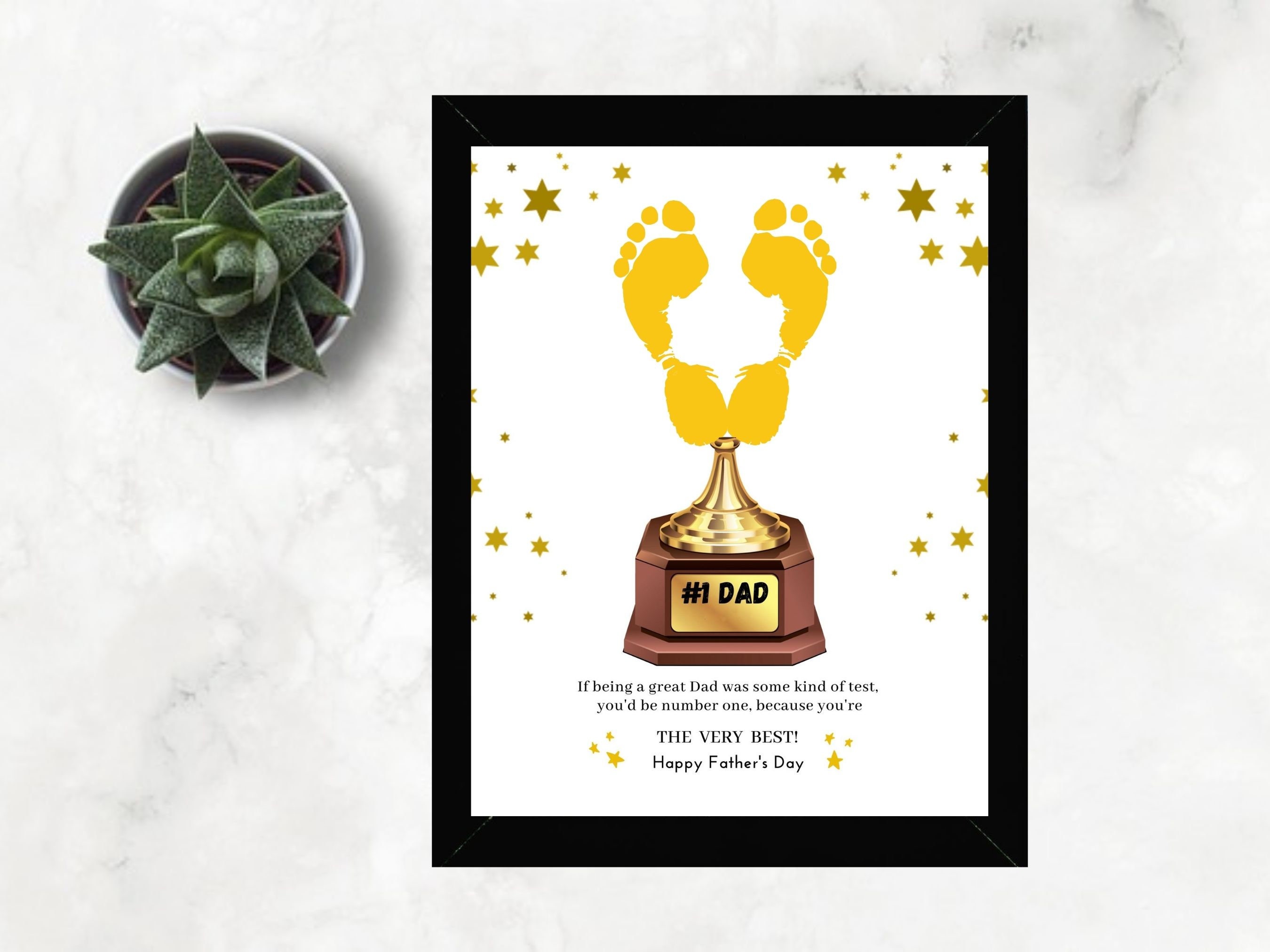 Fathers Day Trophy Handprint Art for Dad, Handprint Craft Printable ...