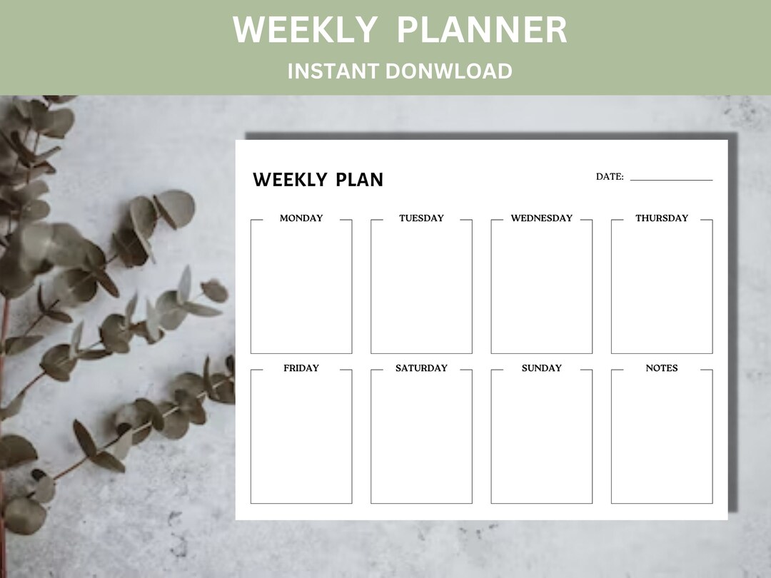Weekly Planner Printable to Do List Minimal Weekly Schedule - Etsy