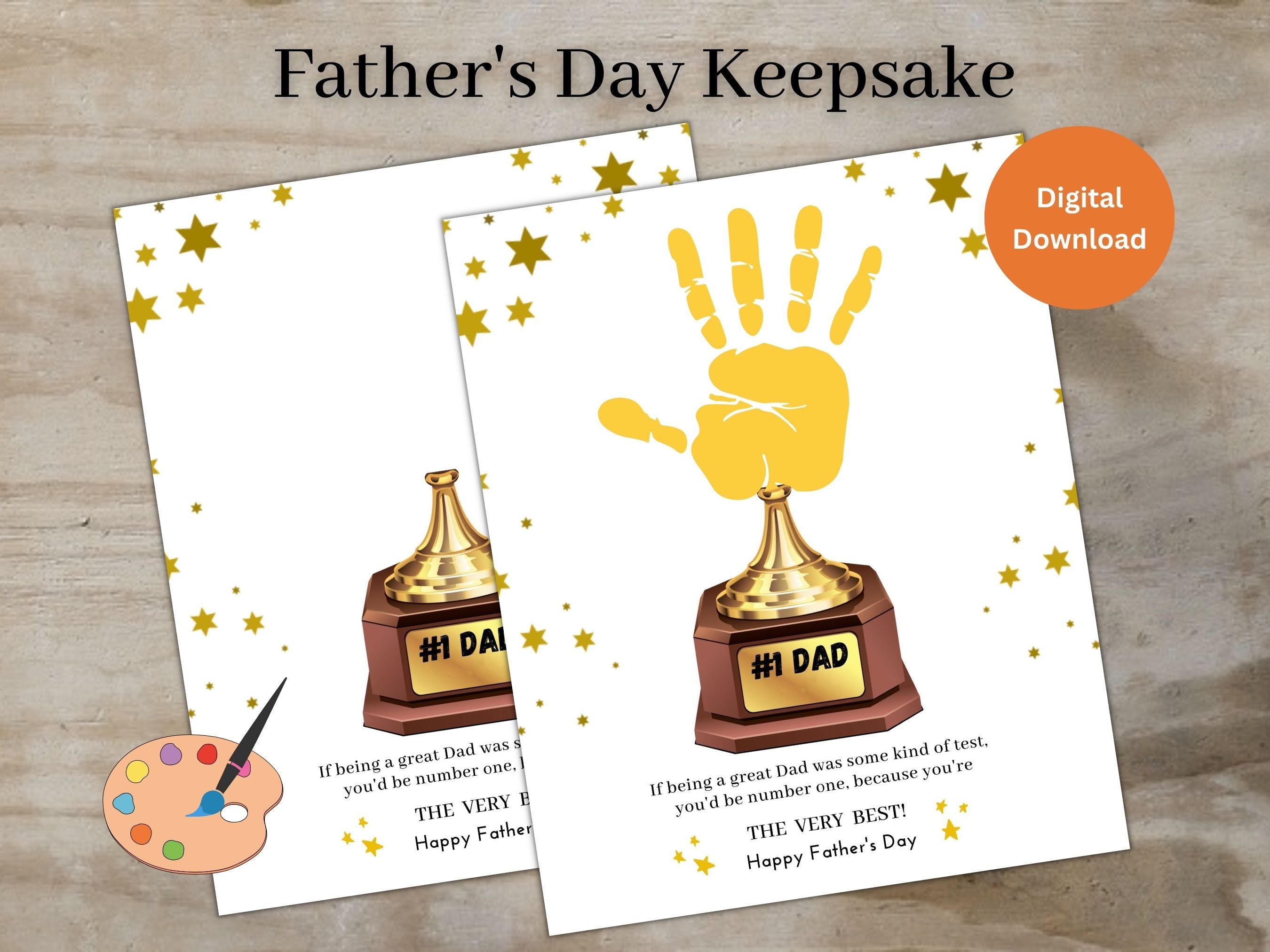 Fathers Day Trophy Handprint Art for Dad, Handprint Craft Printable ...