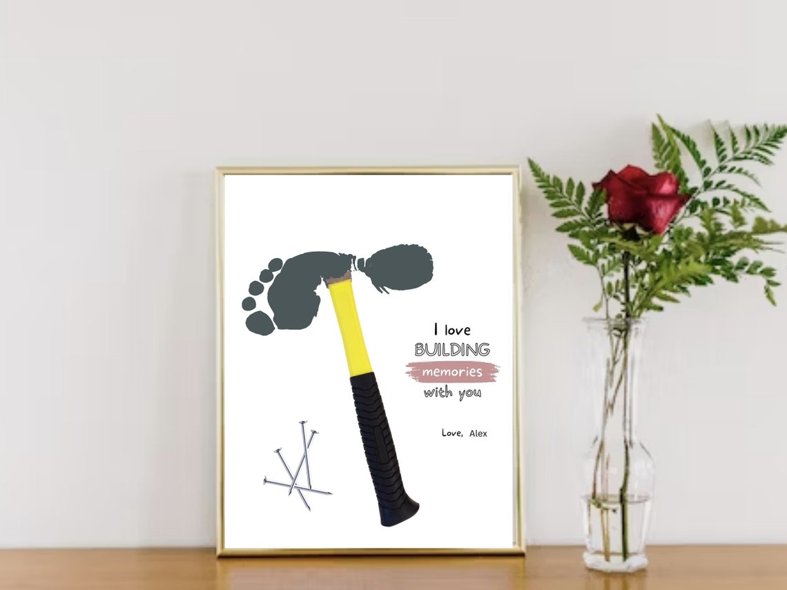 Footprint Handprint Art Fathers Day Card, Father's Day Handprint Craft ...