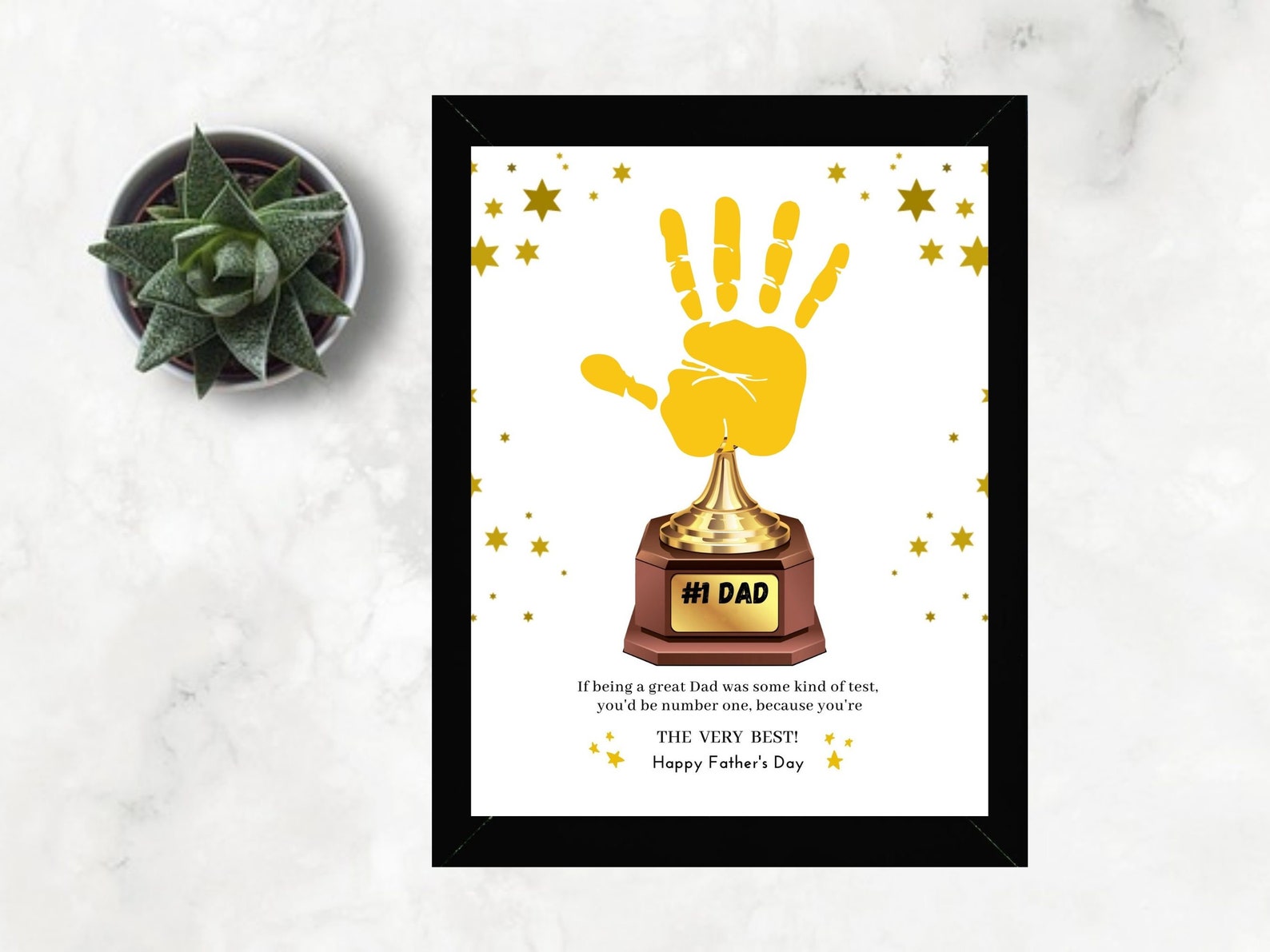 Fathers Day Trophy Handprint Art for Dad, Handprint Craft Printable ...