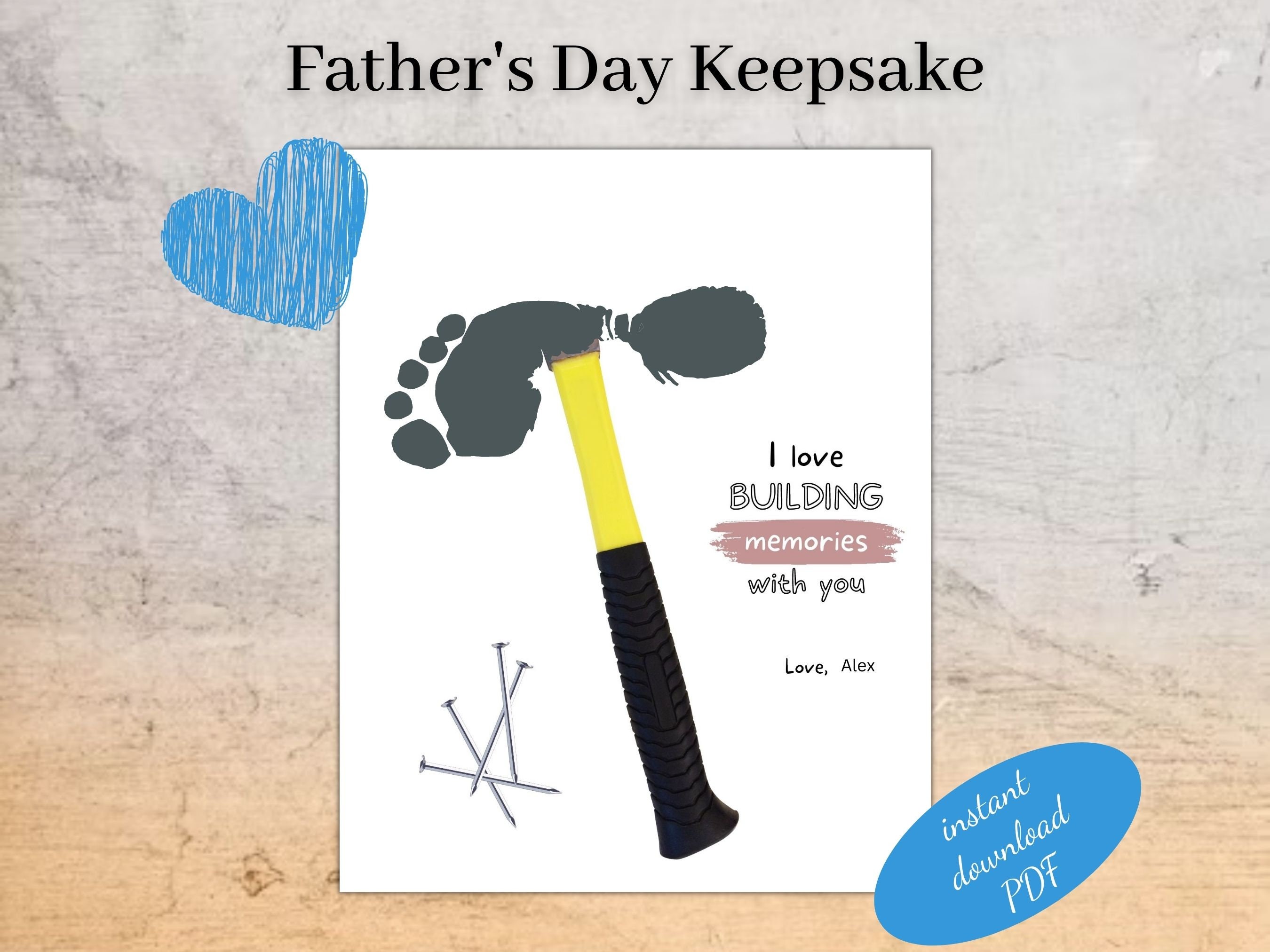 Footprint Handprint Art Fathers Day Card, Father's Day Handprint Craft ...