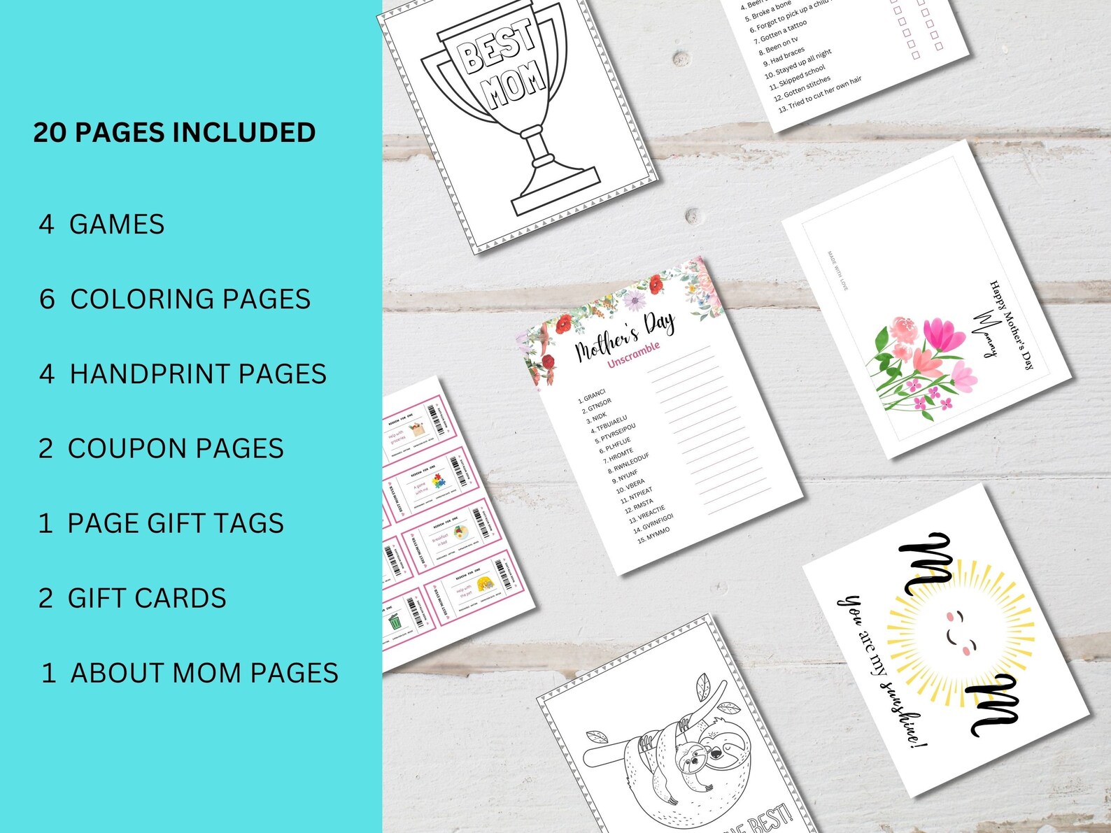 Mother's Day Bundle, Mother's Day Printable, Mother's Day Games, Happy ...