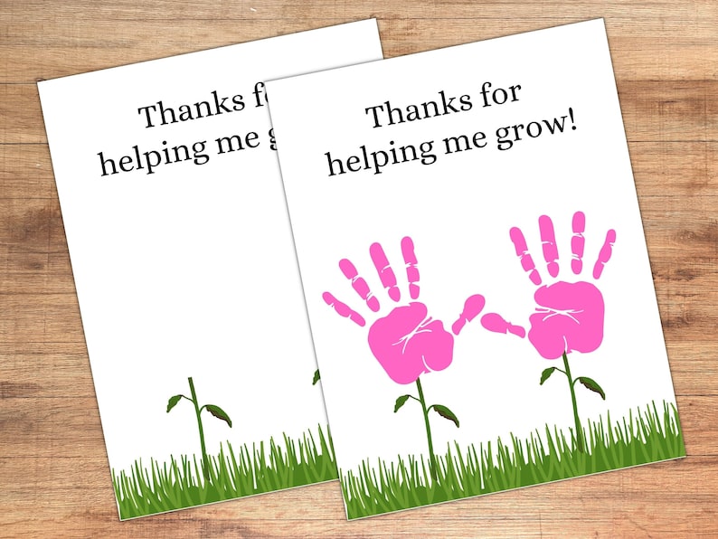 Mother’s Day Art Handprint Thank You for Helping Me Grow Printable Handprint Sunflower Card for ...