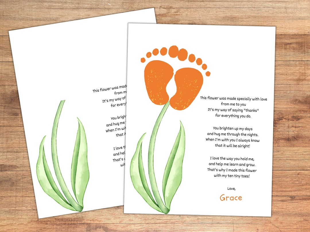 Mother's Day Flower, Poem + Printable | Kids' Footprint Keepsake ...