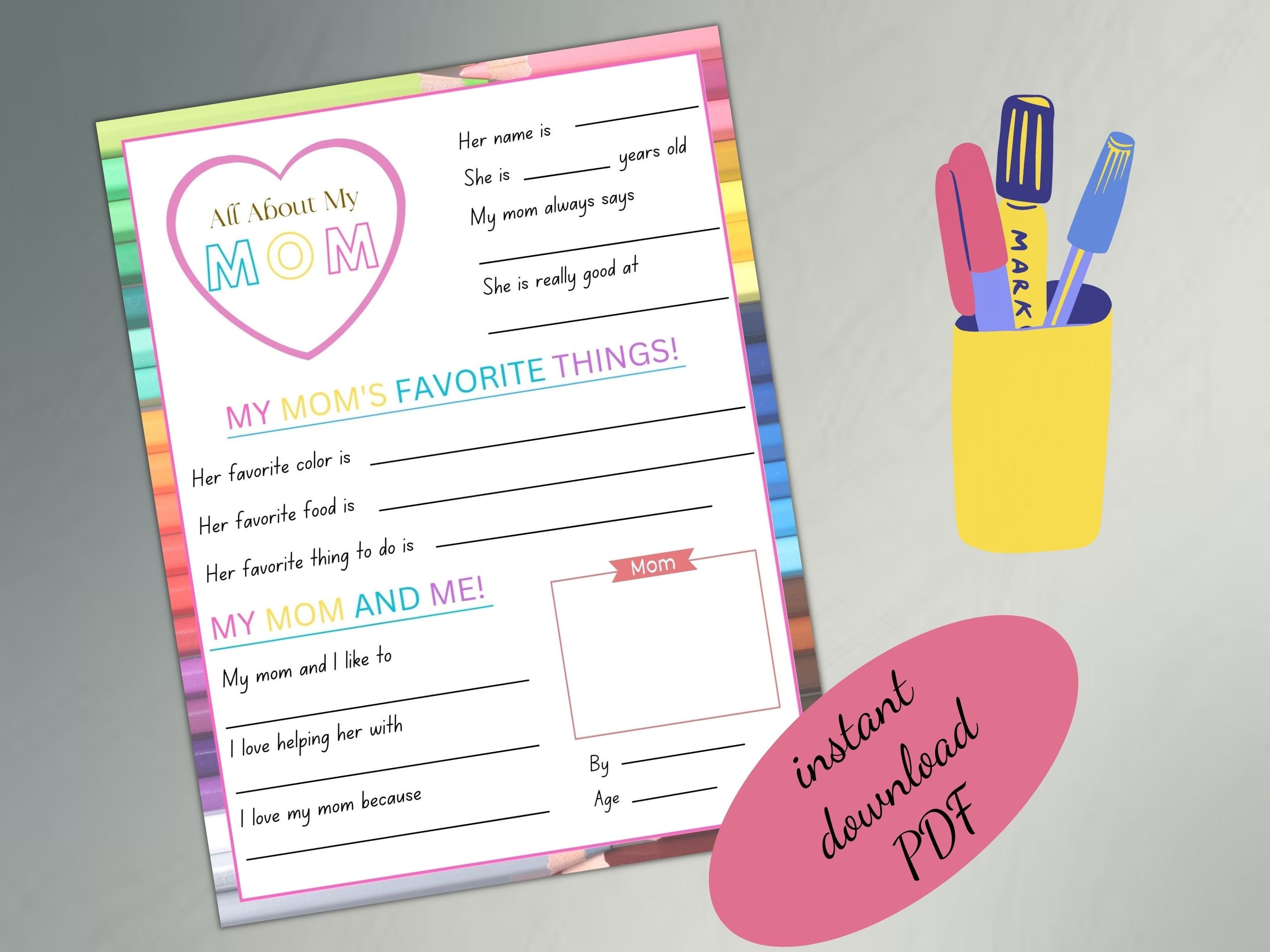 Mothers Day Fill In, Mothers Day Gift, Mothers Day Printable, Mothers ...