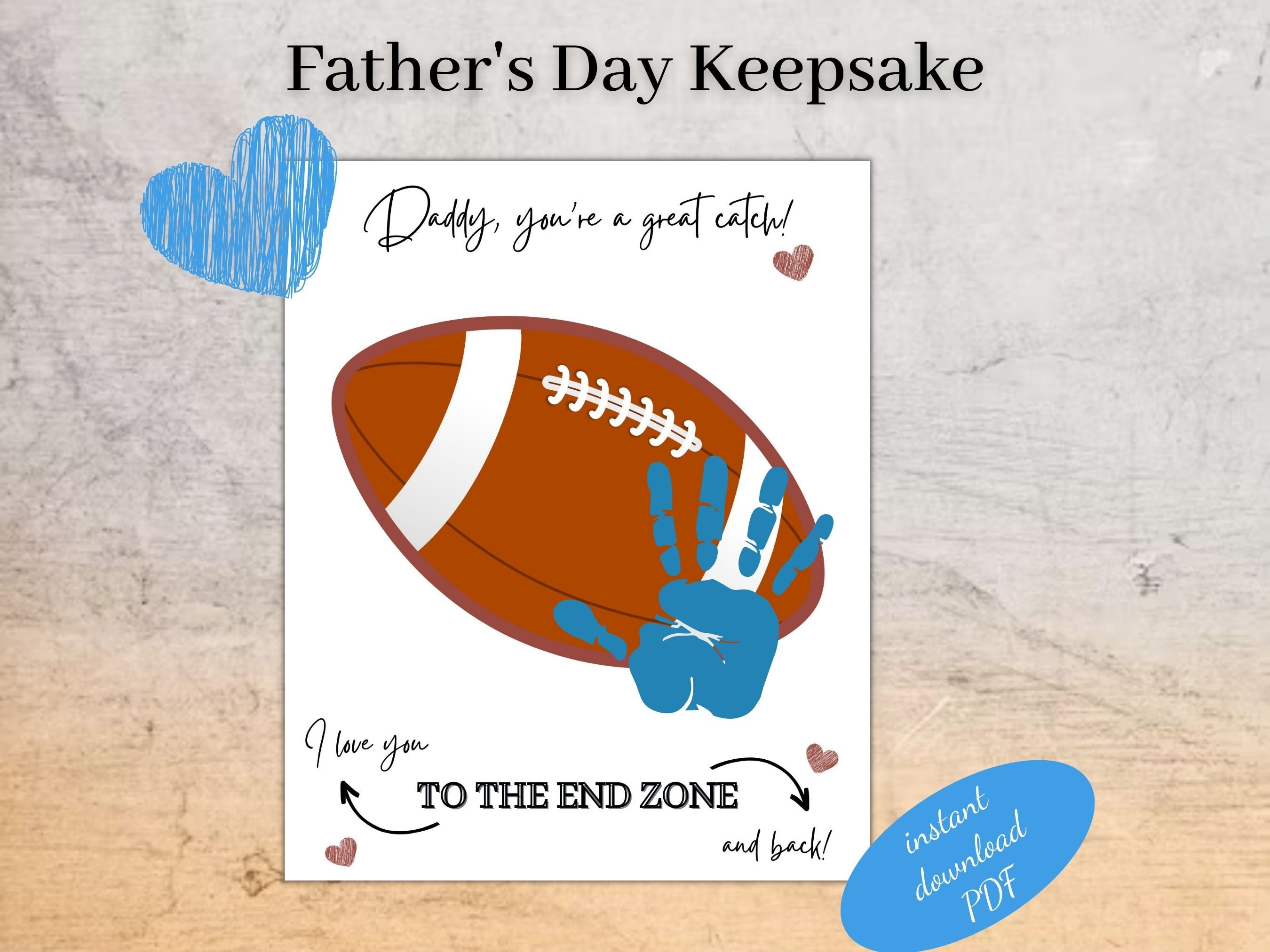 Father's Day Craft, Football Handprint Art Project for Kids, Birthday ...