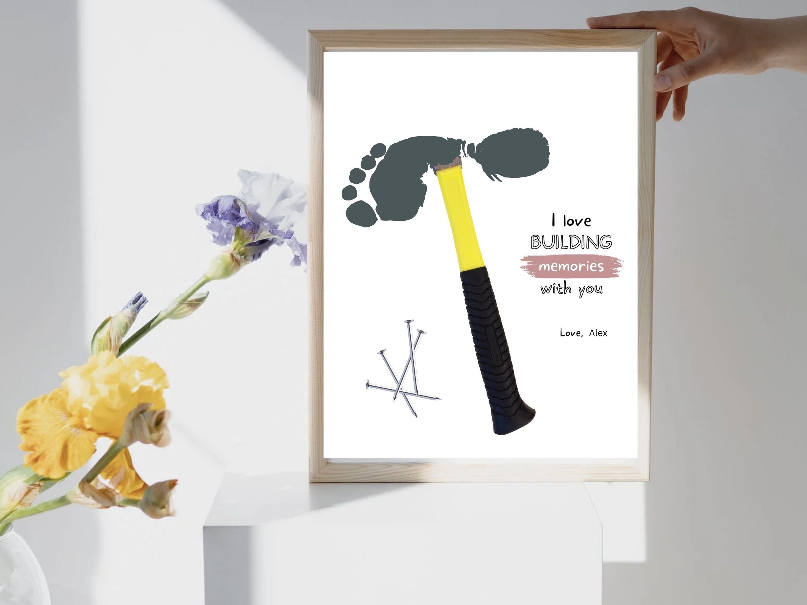 Footprint Handprint Art Fathers Day Card, Father's Day Handprint Craft ...