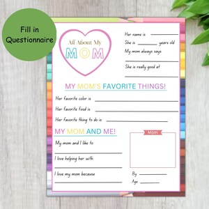 Mothers Day Fill In, Mothers Day Gift, Mothers Day Printable, Mothers ...