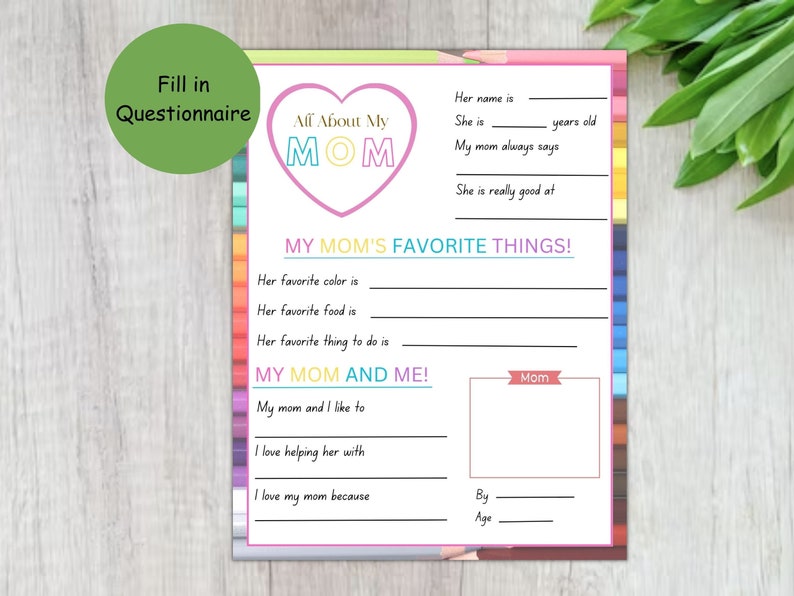 Mothers Day Fill In, Mothers Day Gift, Mothers Day Printable, Mothers ...