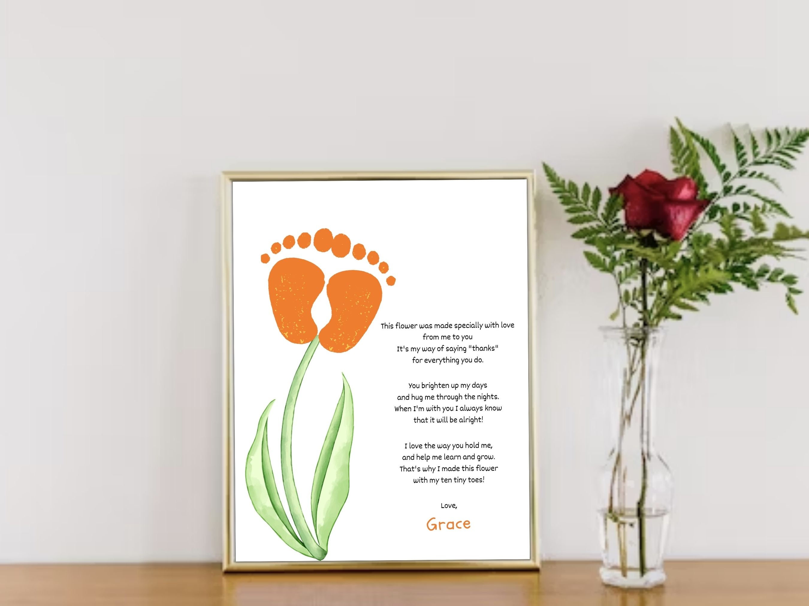 Mother's Day Flower, Poem + Printable | Kids' Footprint Keepsake ...