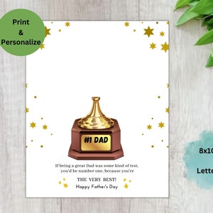 Fathers Day Trophy Handprint Art for Dad, Handprint Craft Printable ...