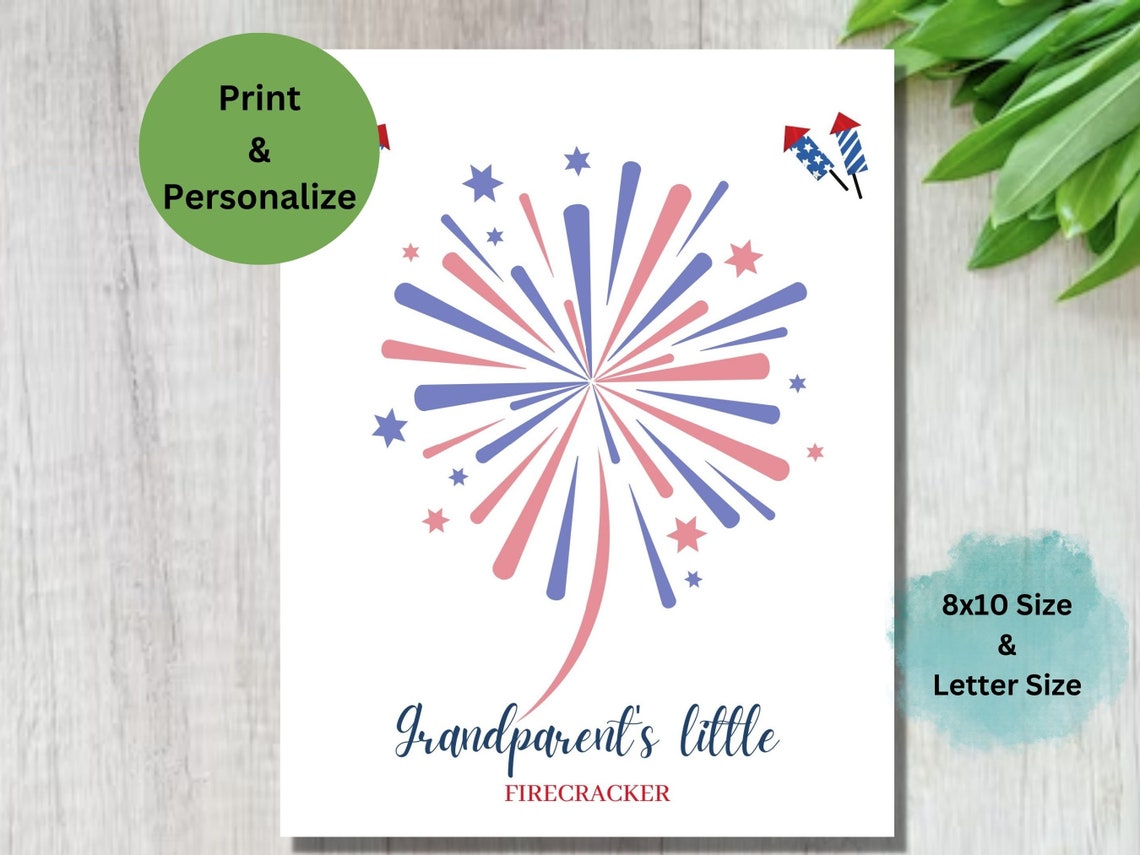 Firecracker Handprint Art, Grandparent's Little Firecracker, 4th July ...