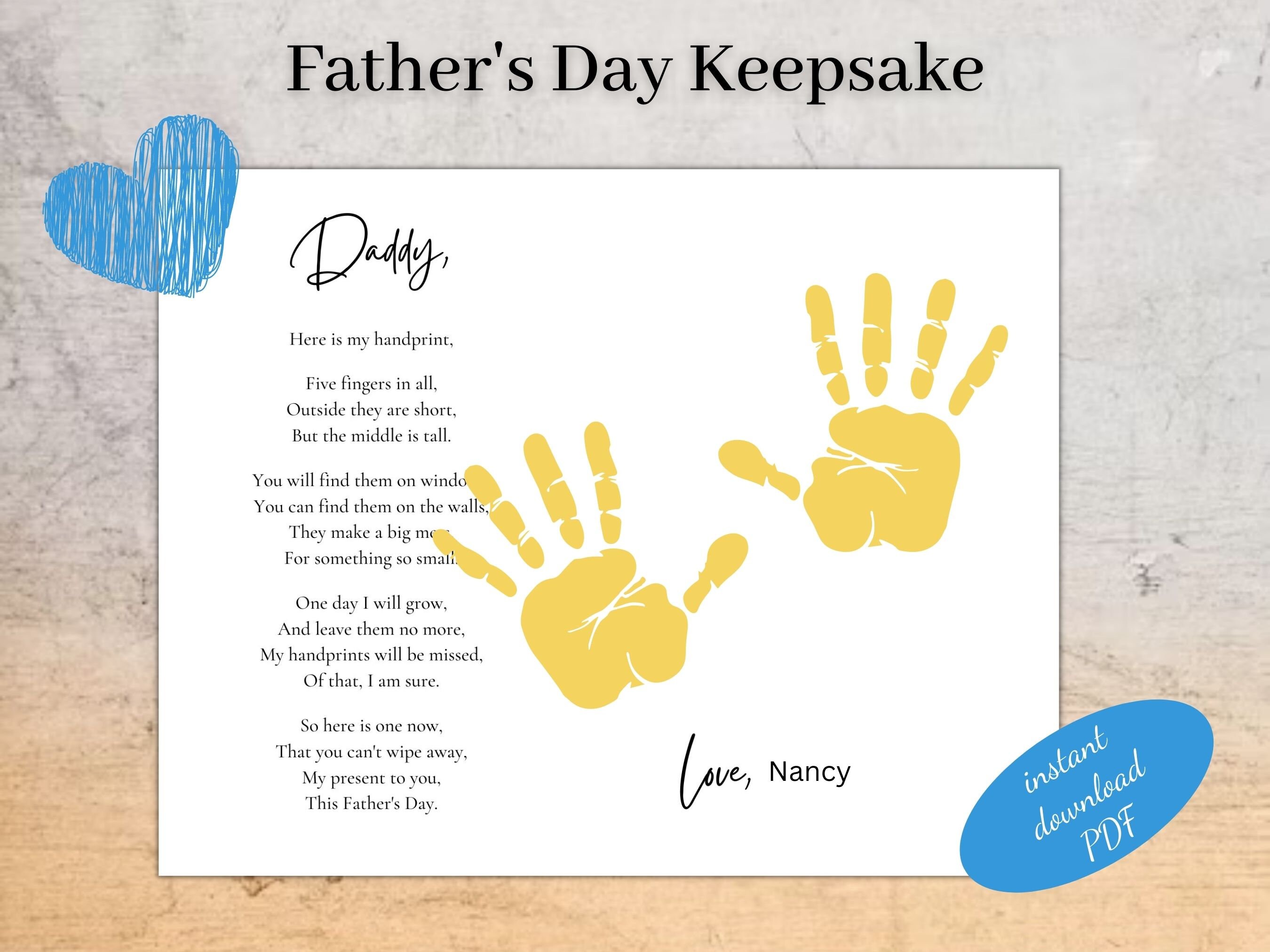 Handprint Art Craft / Daddy Dad Poem / Father's Day / Kids Baby Toddler ...