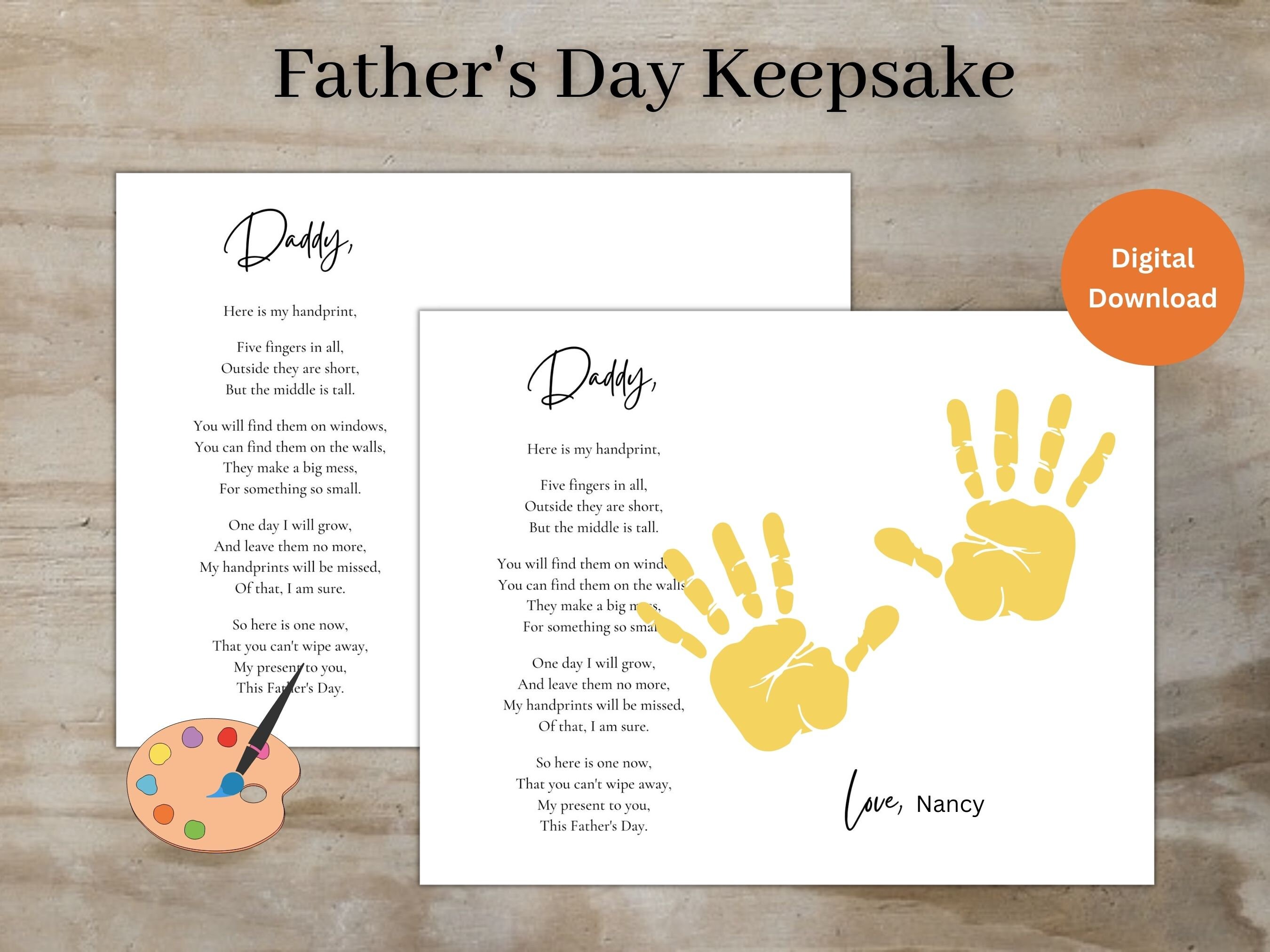 Handprint Art Craft / Daddy Dad Poem / Father's Day / Kids Baby Toddler ...