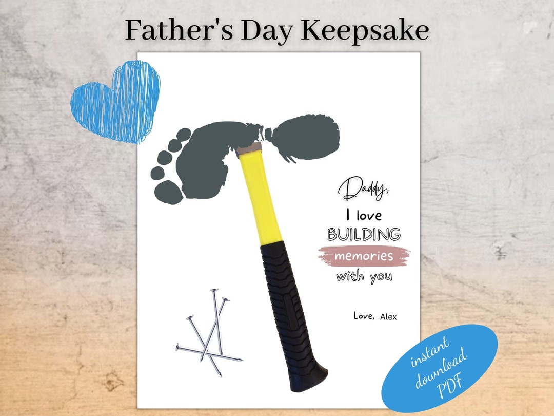Footprint Handprint Art Fathers Day Card Father's Day - Etsy