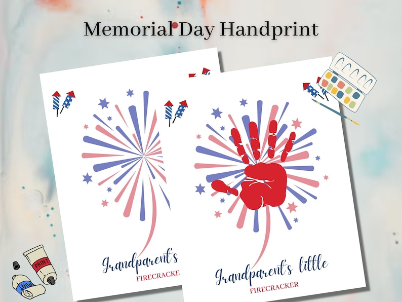 Firecracker Handprint Art, Grandparent's Little Firecracker, 4th July ...