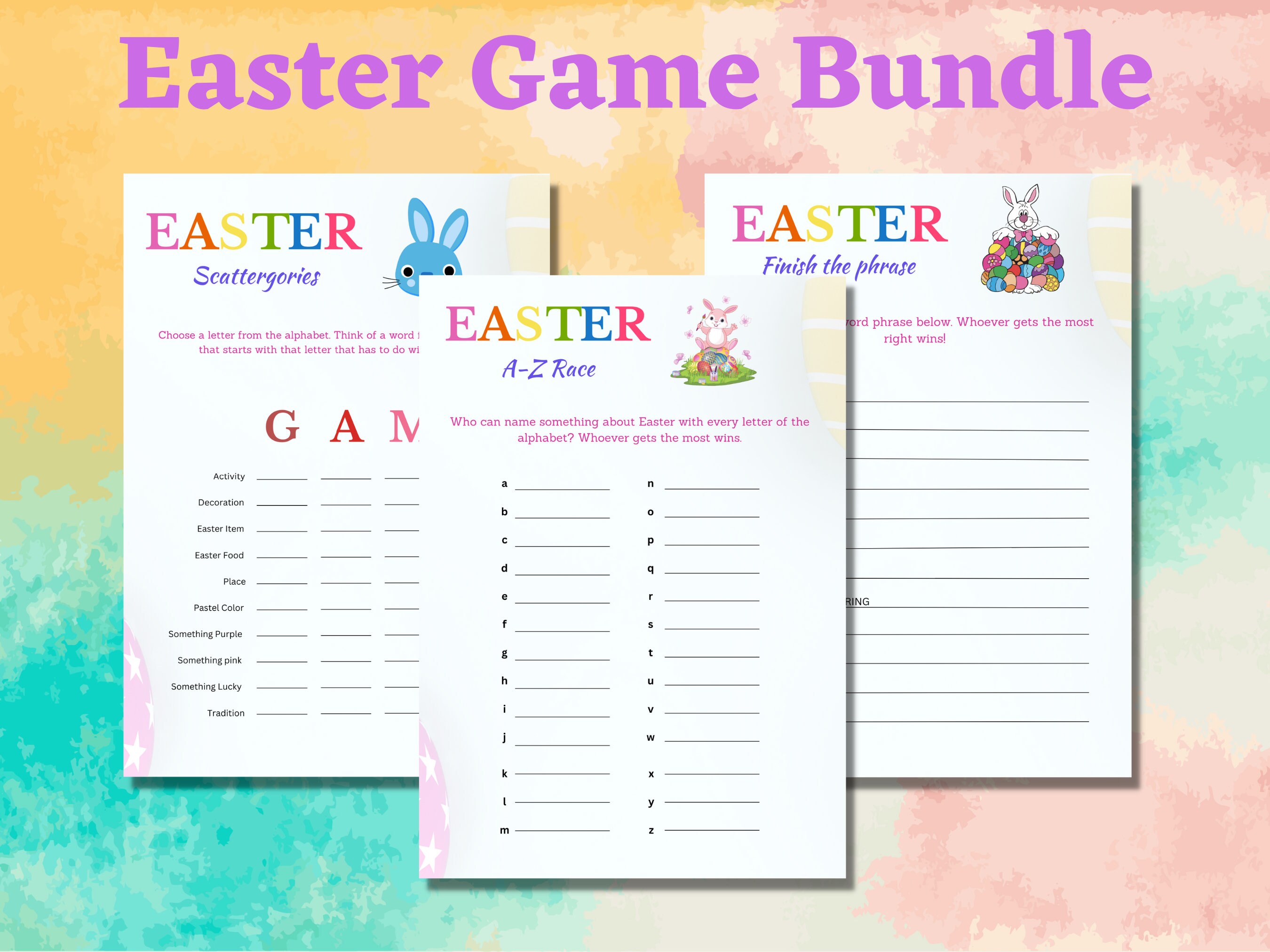 Easter Game Bundle | Printable Easter Games for Kids and Adults | Party ...