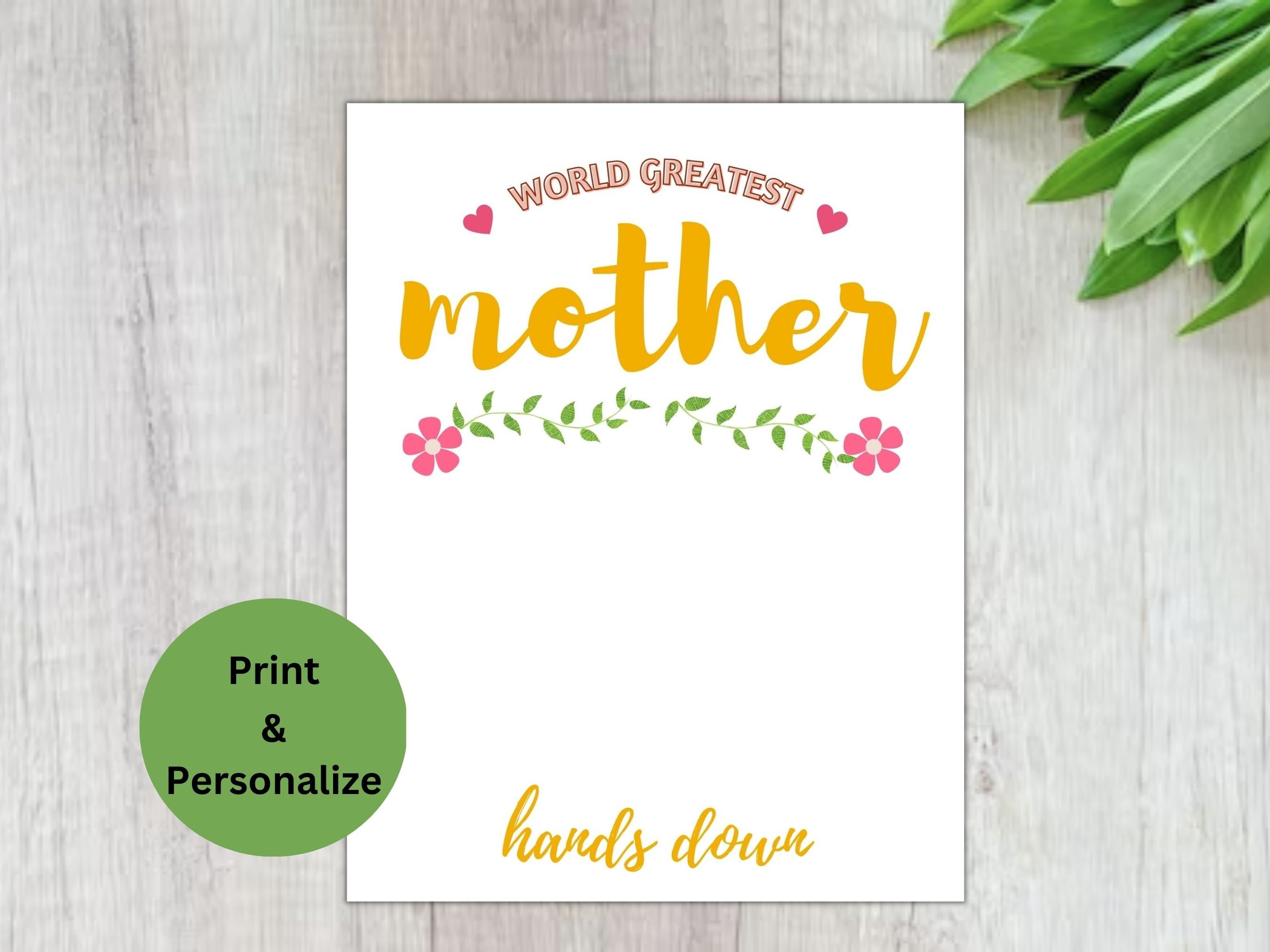 World Greatest Mother Hands Down Handprint Art Mothers Day Craft for ...