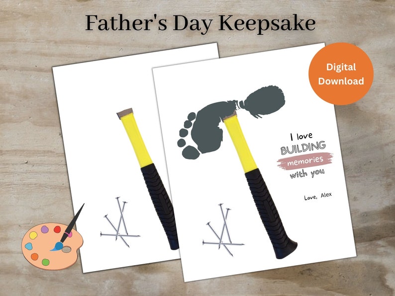 Footprint Handprint Art Fathers Day Card, Father's Day Handprint Craft ...