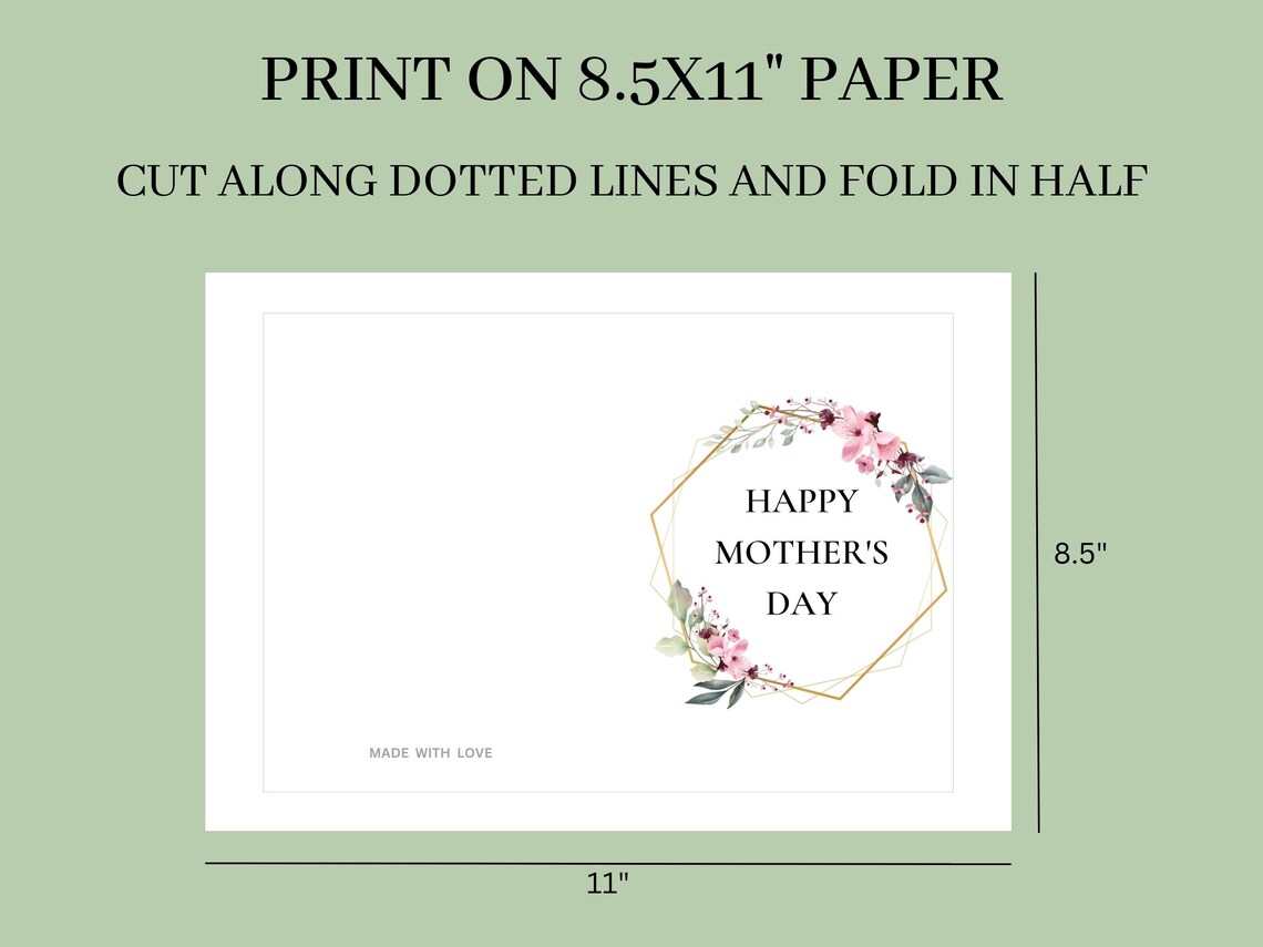 Happy Mother's Day Printable Card / Instant Download PDF / Card ...