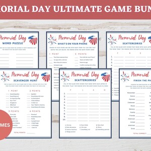 Memorial Day Ultimate Game BUNDLE Printable Memorial Day - Etsy