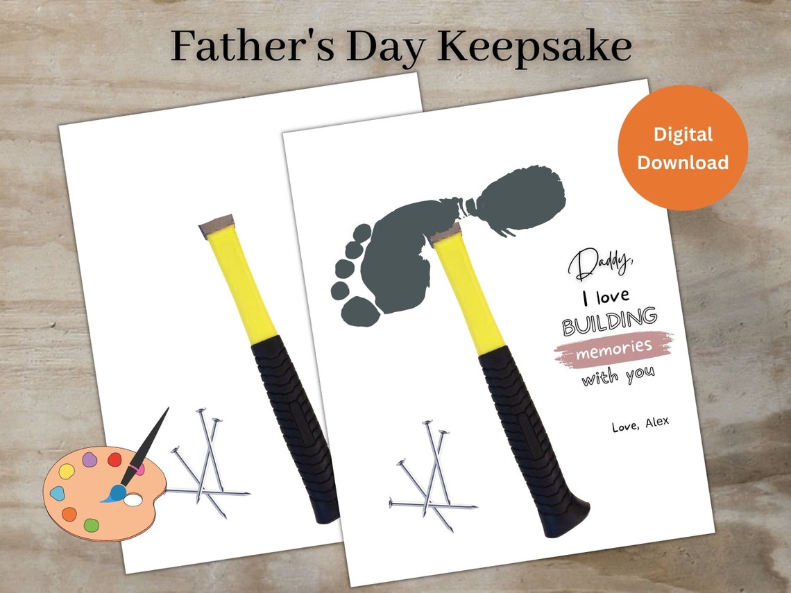Footprint Handprint Art Fathers Day Card Father's Day - Etsy