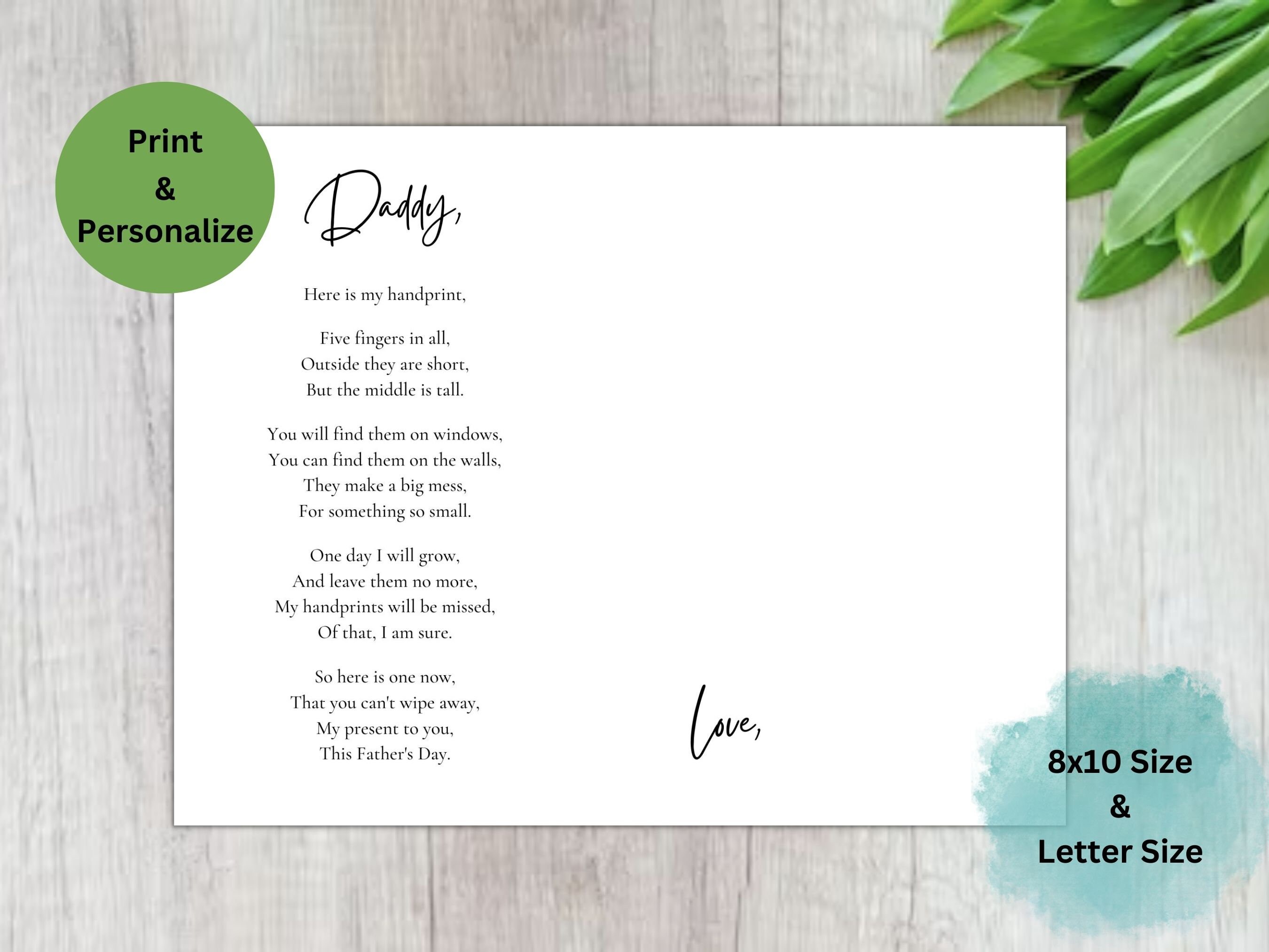 Handprint Art Craft / Daddy Dad Poem / Father's Day / Kids Baby Toddler ...